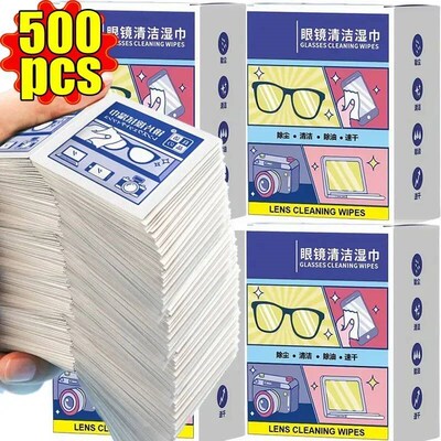 Disposable Wipes Dust Eyeglass Cleaning Pads Traceless Quick