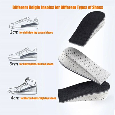2-4cm Memory Foam Insoles for Shoes Men Height Increase Temp