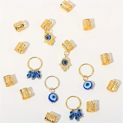 16pcs Evil Eye Design Alloy Hair Braids Ring - Dreadlock Hai