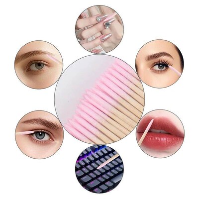 100/300/500Pcs Dsposable Wood Cotton Swab Double Head Lpstck