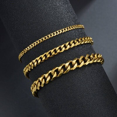 Titanium Steel Cuban Chain Mens Personality Hip Hop Mill Si