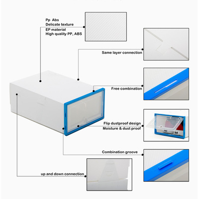 6Packs Transparent Shoe Box Shoes Organizers Plastic Thicken