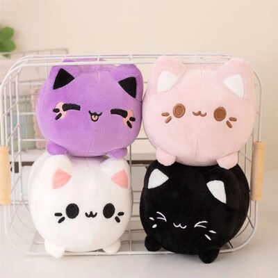 20cm Kawaii Black Cat Stuffed Animal Purple Kitty Plush Toys