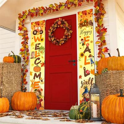 Welcome Fall Decorations Porch Couplets Backdrop Autumn Happ