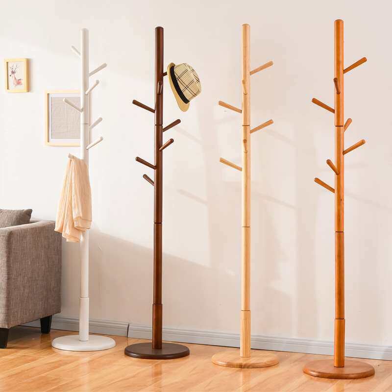 Jiayi Coat Rack Solid Wood Floor Hanger Living Room Simple H