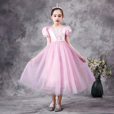 Princess Rapunzel Dress Girl Tangled Kid Cosplay Costume