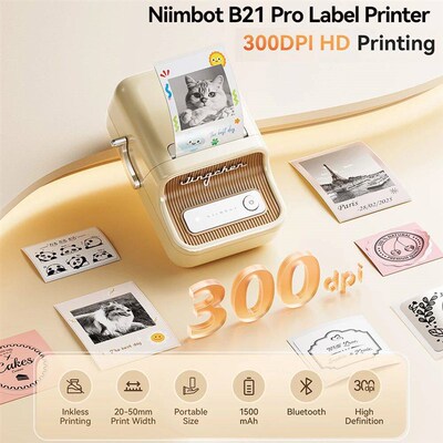 Niimbot B21 Pro Label Printer 300dpi Wireless Printer 20-50m