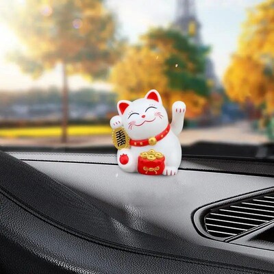 Solar Lucky Cat Waving Arm Fortune Cat Statue Decorations Lu