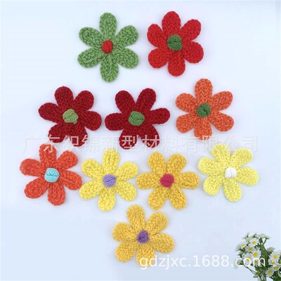 Hand-Crocheted Fabric Flowers, Hand-Cranked Wool Flowers,