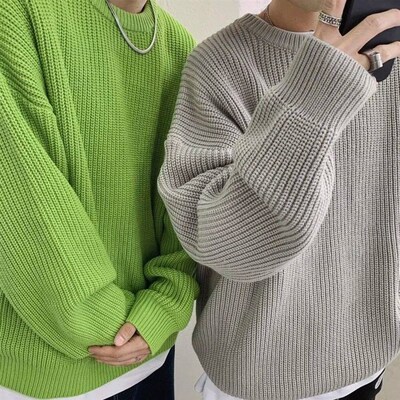 Sweaters Men Crewneck Pure Color Knitted Sweaters Autumn Win