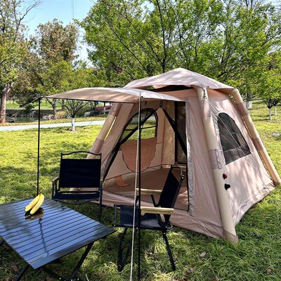 A large inflatable tent for 5-8 people, waterproof camping t