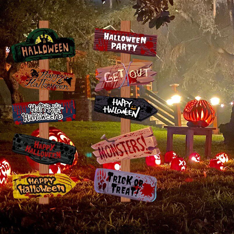 1set Halloween Party decor Welcome Sign Halloween Scary Them
