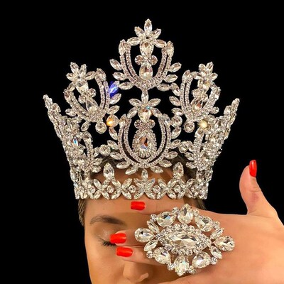 Stonefans Hollow Large Rhinestone Crown Tiara Fashion Hair A