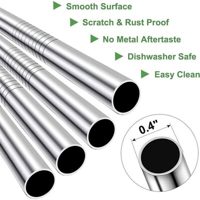 Reusable Smoothie Straw Milkshake Wide Mouth Metal Drinking