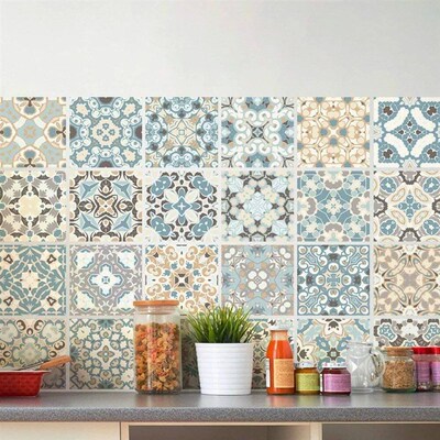 24pcs Waterproof Tiles Mosaic Wall Sticker Kitchen Bathroom