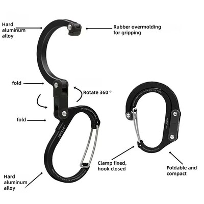 Mountaineering buckle Hybrid Gear Clip - Carabiner Rotating