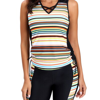 Drawstring Tankini 2023 Plus Large Size Swimsuit Women Two P