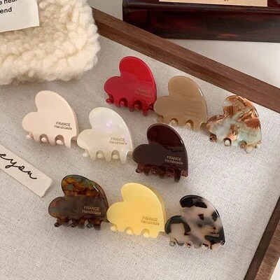 3.5cm Small Hairclaw Acetate Hair Crabs for Girls Cute Heart