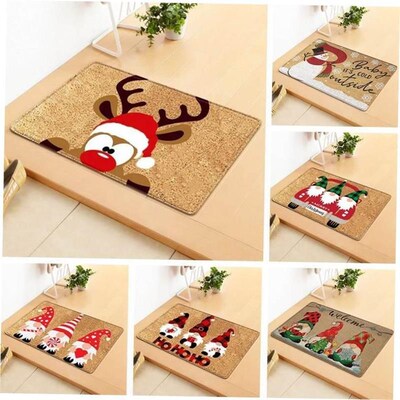 Christmas Decorations Doormat,Merry Xmas Gnomes Elk Rug Indo