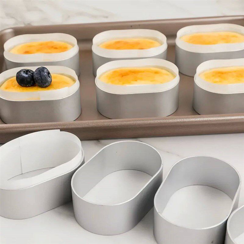 10pcs Stainless Steel Cheesecake Mold Single-sided Oval Mous