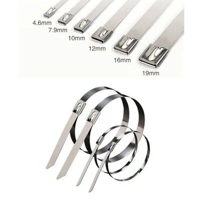 20Pcs 4.6/7.9mm Stainless Steel Metal Cable Ties Exhaust Wra