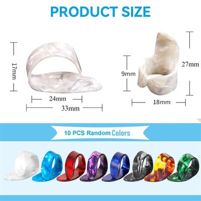 10pcs Celluloid Guitar Finger Picks Thumb/Index Sizes Finger