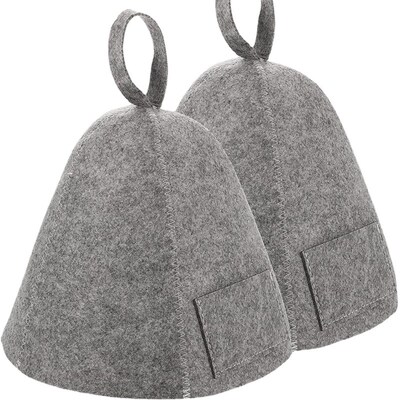 Felt shower cap Sauna steam bath cap Simple gray absorbent c