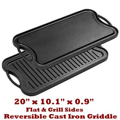 Reversible+Cast+Iron+Griddle+Grill+Griddle+Combo+Pan+BBQ