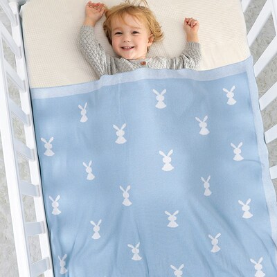 Newborn Baby Blanket Cotton Knitted Infant Bed Sleeping Cove