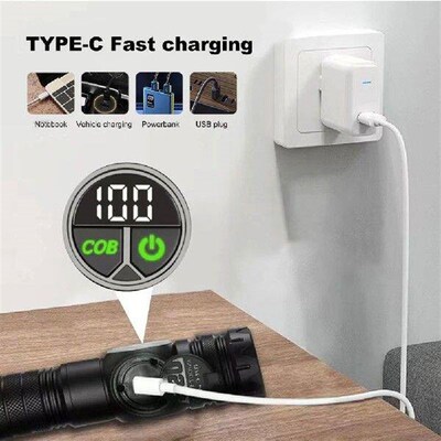 20W LED Zoomable Flashlight Magnetic Base High Brightness