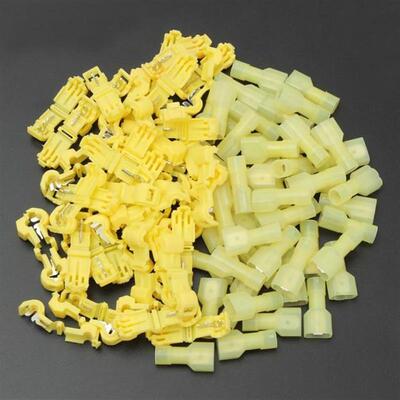100PCS+Yellow+T-Tap/Male+Insulated+4.0-6.0mm2+Quick+Splice+W