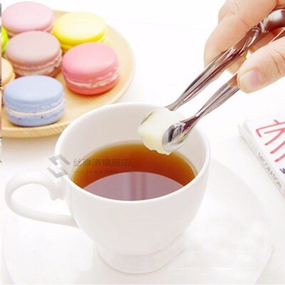 1pc Mini Sugar  Tweezer Stainless Steel Clamp Tongs s Coffee
