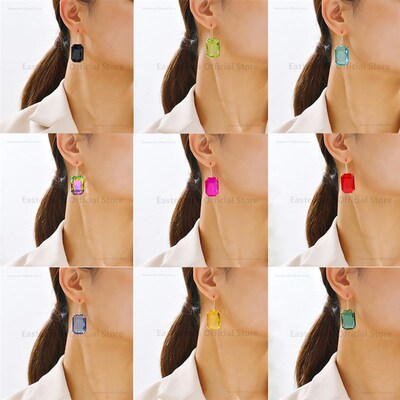 Luxury Design Sparkly Glass Y2k Bridal Charm Dangle Earrings