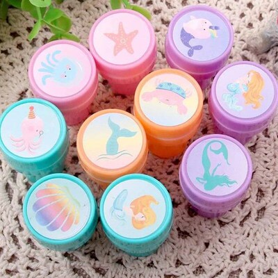 10pcs/Set Children Toy Stamps Cartoon Unicorn Flamingos Merm