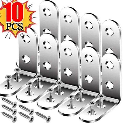 1/10pcs 90 Degree Angle Brackets Cabinet Stainless Steel