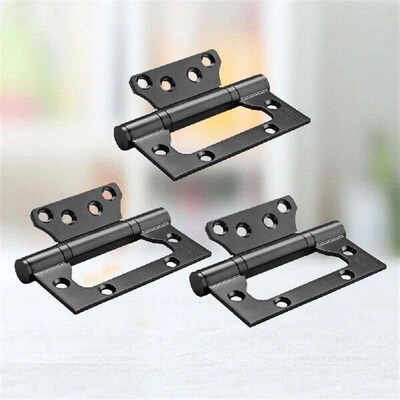 3 Pcs Black Hinge for Doors Thickened Mute Grooving Free