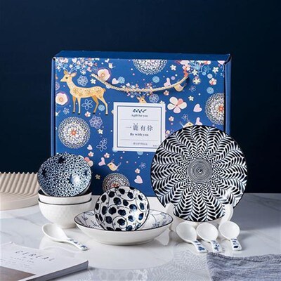 porcelain tableware set ceramic bowls plates Chinese gift