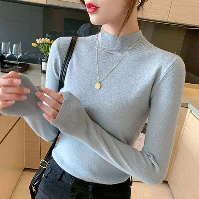 Turtleneck Sweater Women Fashion New Sretch ops Women Knitte