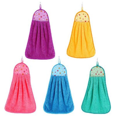 5Pcs Coral Fleece Towel Wear Resist Hangable Thicken Towel