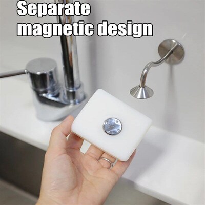 1 Piece Stainless Steel Magnetic Soap Rack, Multi-Functional