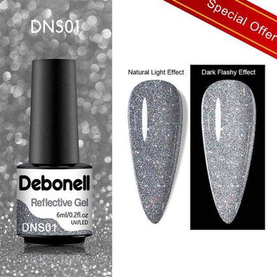 Debonell Reflective Gel Nail Poli Glitter Neon Semi Perman