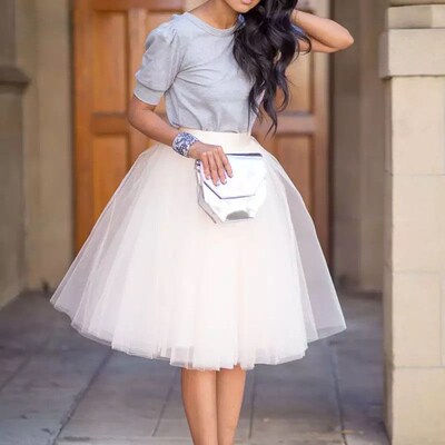 Party Train Puffy 5Layer 60CM Fashion Women Tulle Skirt Tutu
