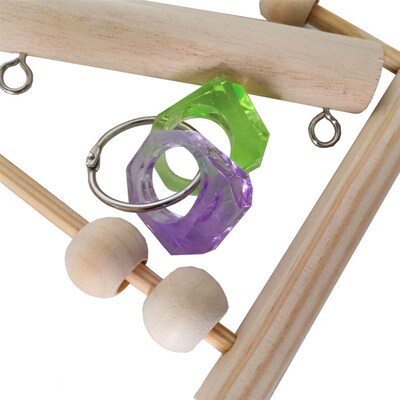 Bird Swing Toy Wooden Parrot Perch Stand Playstand with Chew