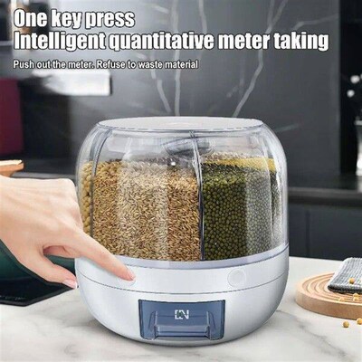 Rice Grain Dispenser 360 Degree Rotating Transparent Sealed
