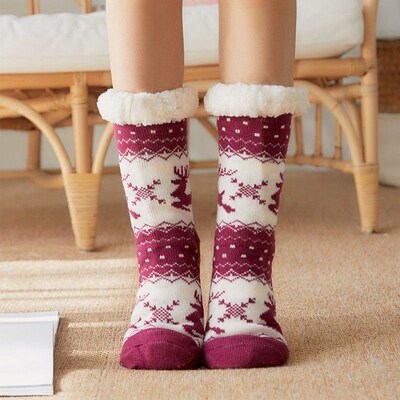 Christmas Women Warm Fuzzy Socks Female Soft Knitted Thermal