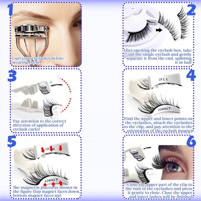 1 Pair Magnetic Eyelashes Set Reusable Easy to use Eyelash E