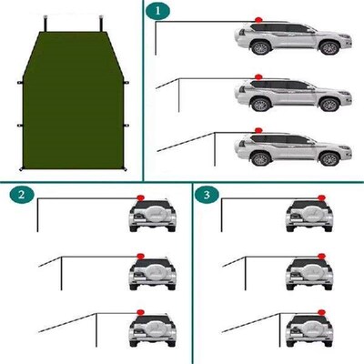AD08-Portable Car Shelter Shade Camping Side Car Roof Top