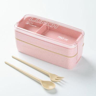 Kitchen 900ml Microwave Lunch Box Wheat Straw Dinnerware Foo