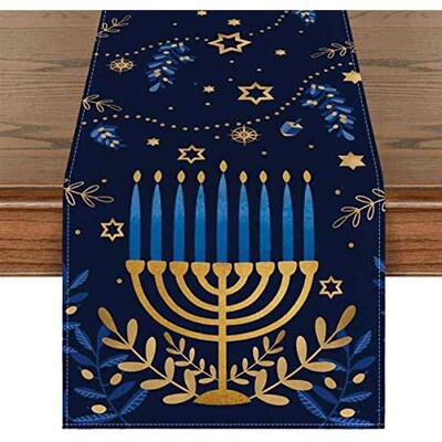 Passover Easter Table Runner Je Menorah Hanukkah Holiday Kit