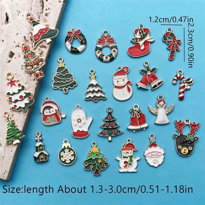 Randomly Mix 20/40/100Pcs Enamel Christmas Charms Snowman Sa